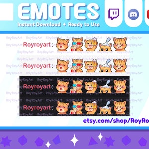 Twitch Emotes - Orange Cat Pack 8 / Gasm, Popcorn, Beer, Salty, Uwu ...