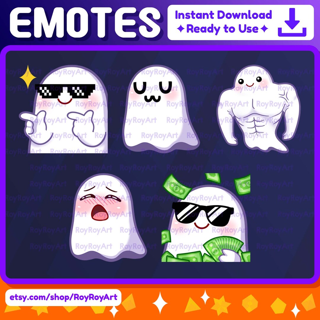 Twitch Emotes Halloween - Kawaii Ghost Emotes Pack 8 / Cool Finger Gun ...