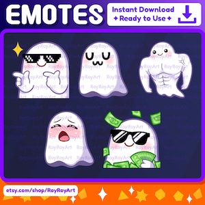 Twitch Emotes Halloween Kawaii Ghost Emotes Pack 8 / Cool Finger Gun ...