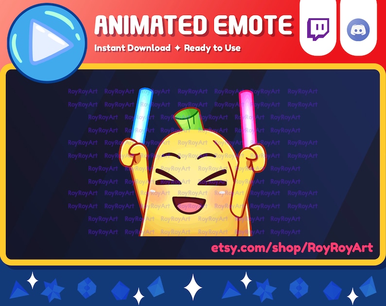 Twitch Emote Animated Cute Banana Rave Party Lightsticks - Etsy