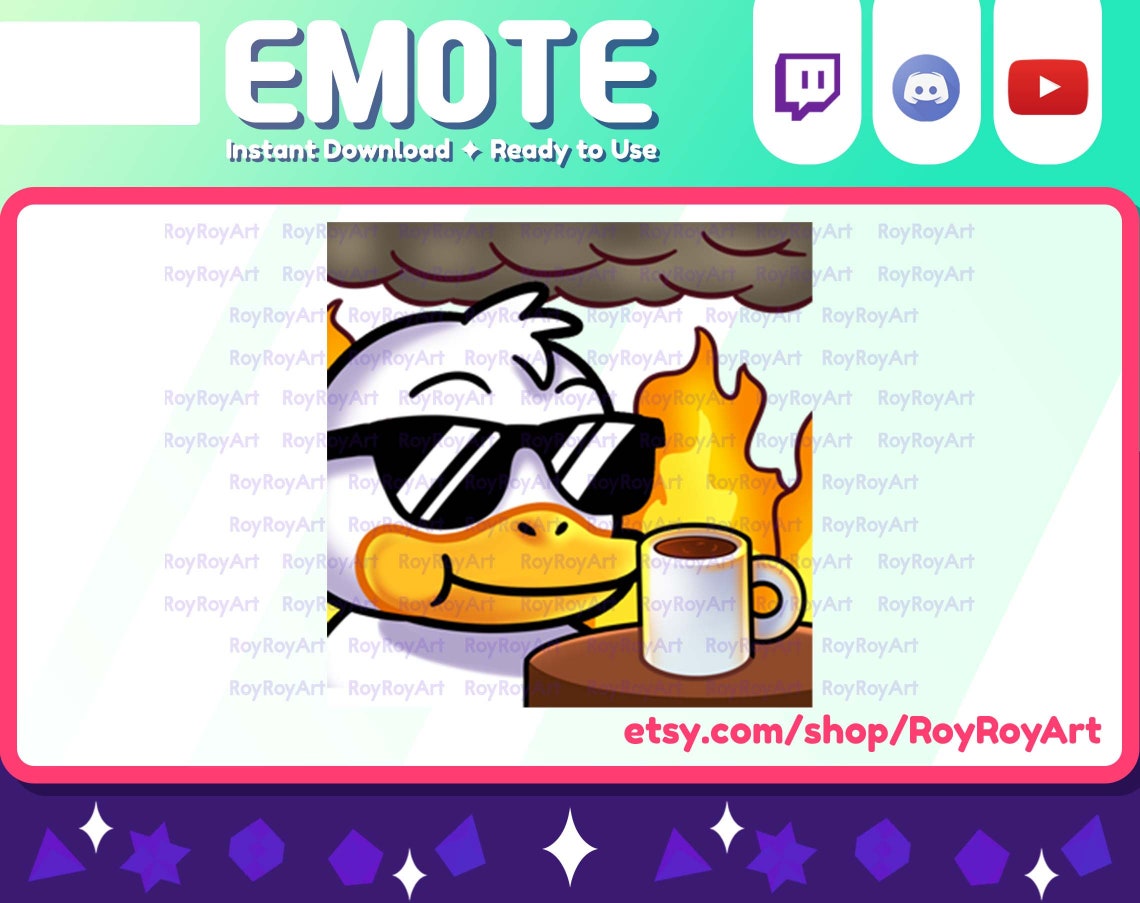 Twitch Emote Cool Duck This is Fine / Sub Emoji Discord - Etsy