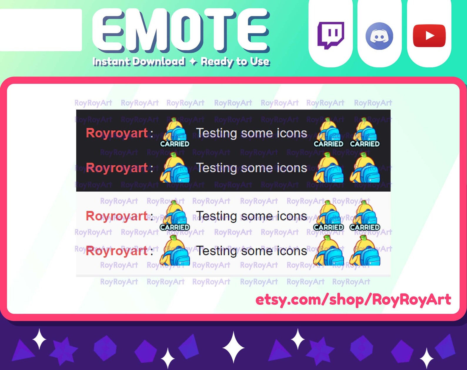 Twitch Emote Cute Banana Carried Emote / Sub Emoji - Etsy