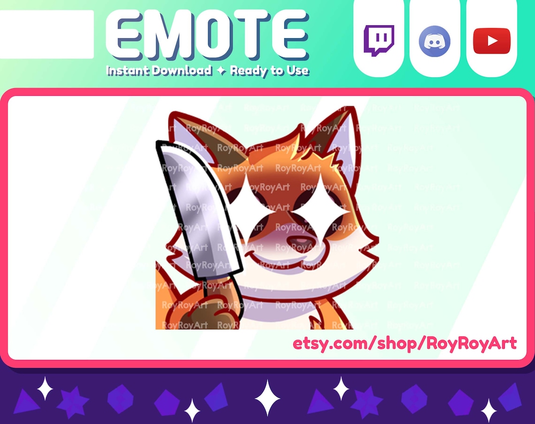 Twitch Emote Cute Fox Kitsune Knife Stab Sub Emoji - Etsy