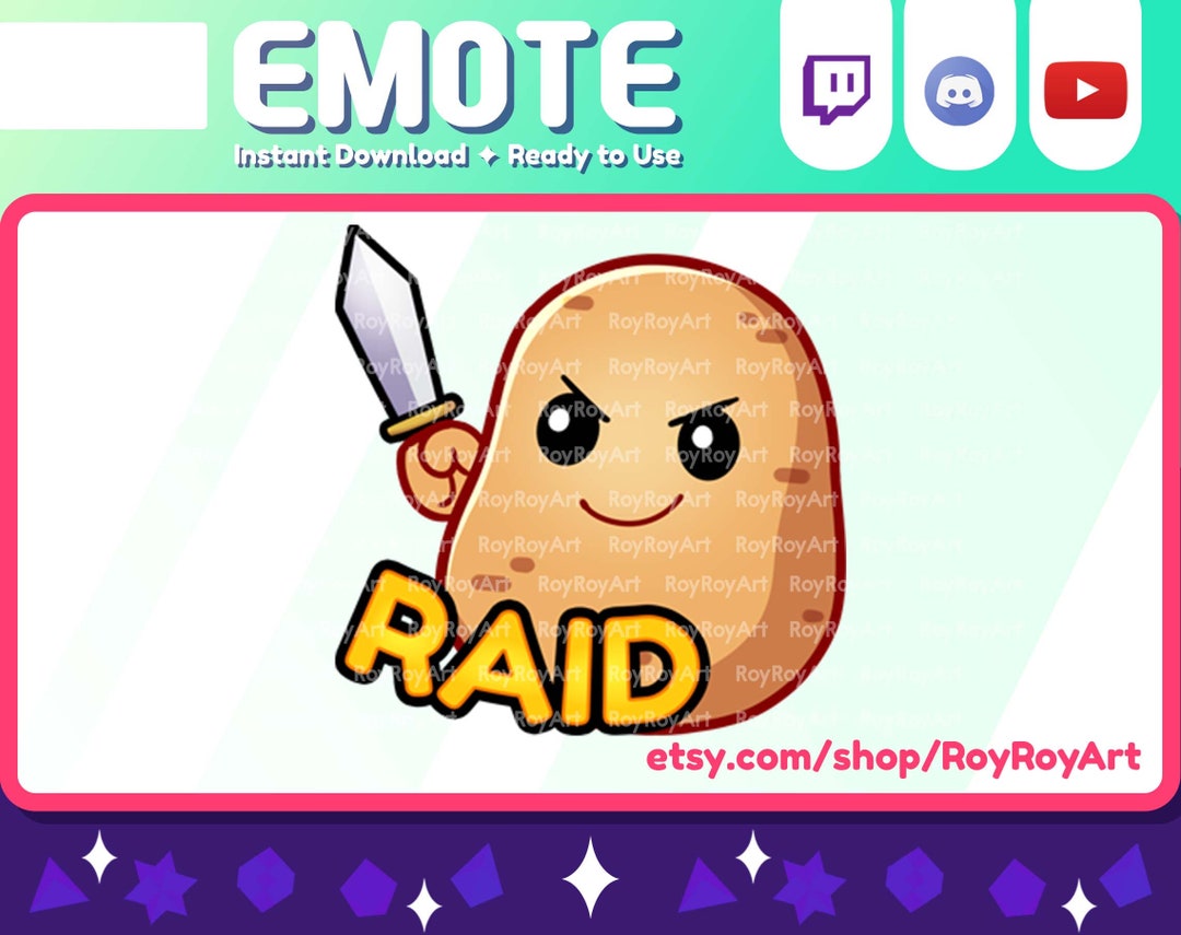 Twitch Emote - Cute Potato Raid Emote / Sub Emoji - Etsy