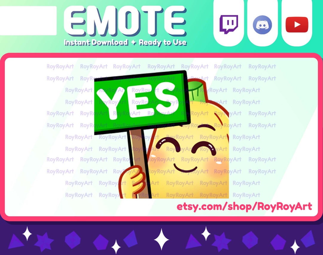 Twitch Emote - Cute Banana Holding a YES Sign Emote / Sub Emoji - Etsy