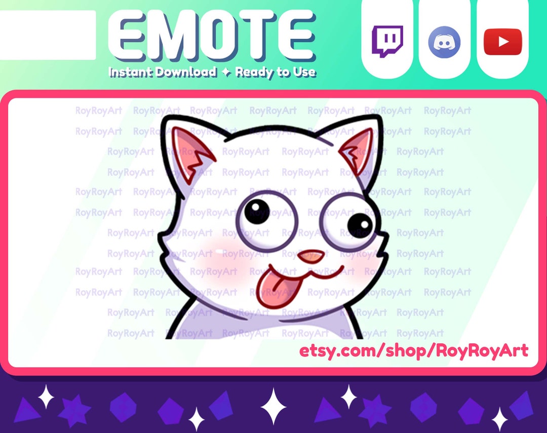 Twitch Emote - White Cat Derp Dumb Derpy Emote / Sub Emoji - Etsy