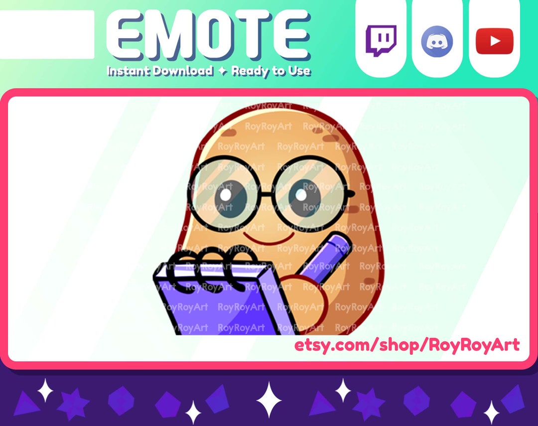 Twitch Emote - Cute Potato Notes Emote / Sub Emoji - Etsy