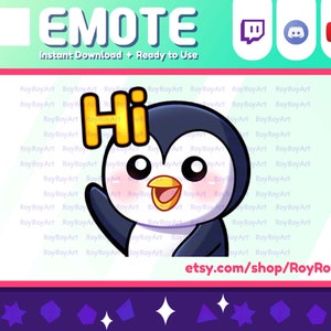 Twitch Emote - Cute Penguin Hi Hello Waving Emote / Sub Emoji - Etsy