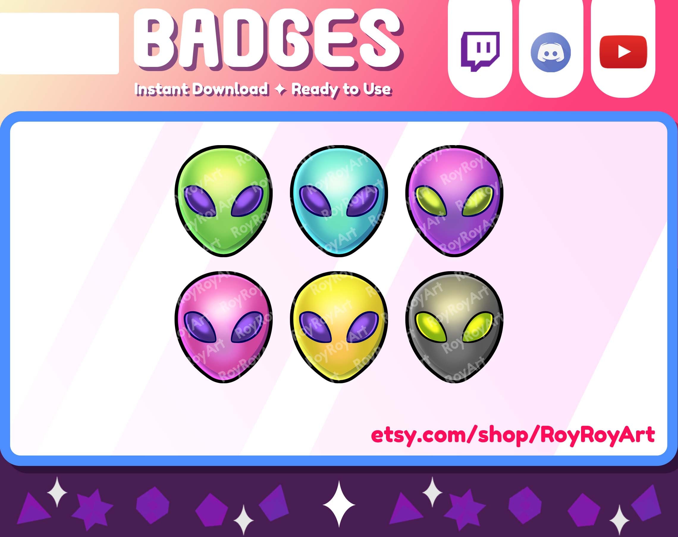 Twitch Sub Badges Alien Pack | Etsy