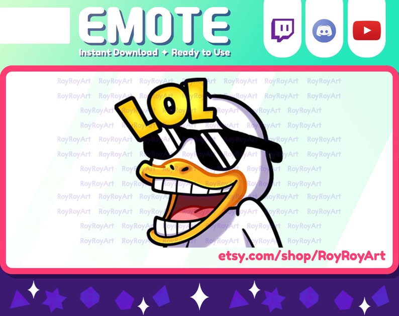 Twitch Emote Cool Duck LOL LUL Laughing/ Sub Emoji Discord - Etsy
