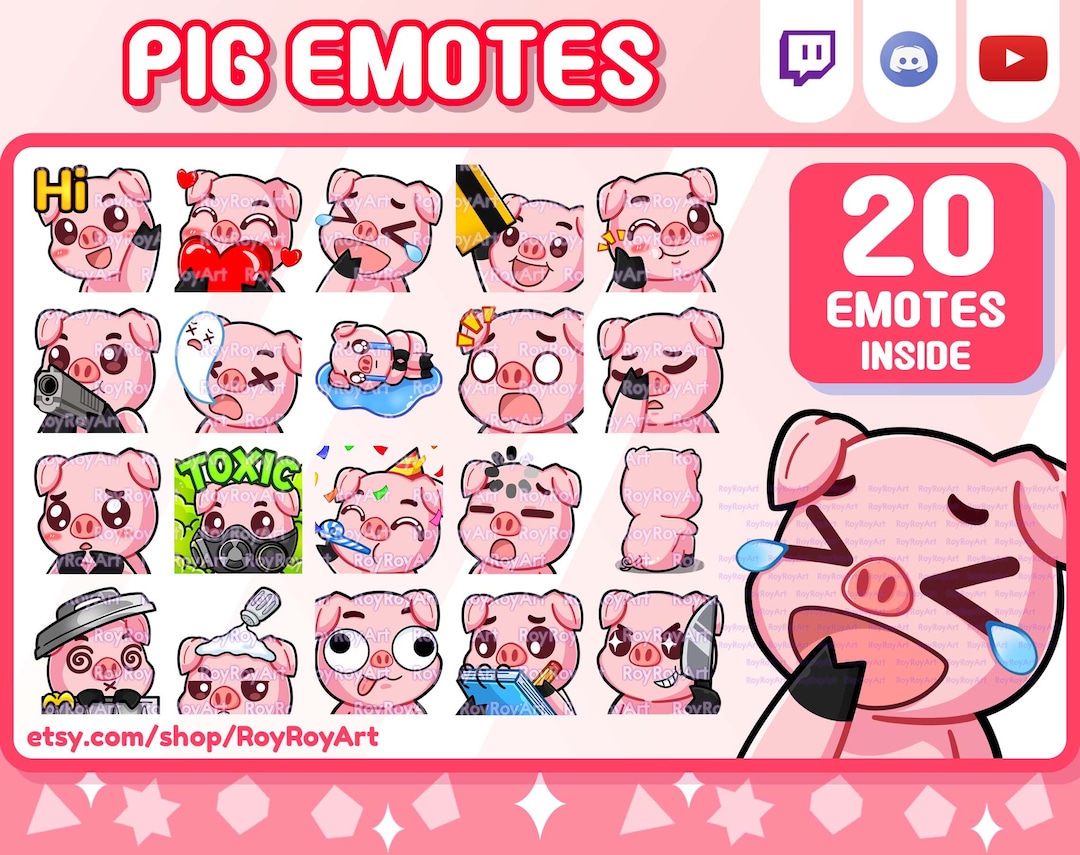 Twitch Emotes - Cute Chibi Pig Mega Pack Include 20 Emotes Emojis - Etsy