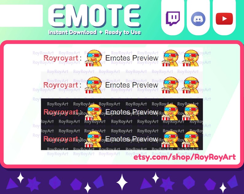 Twitch Emote Cute Yellow Duck Emote Eating Popcorn Movie / - Etsy