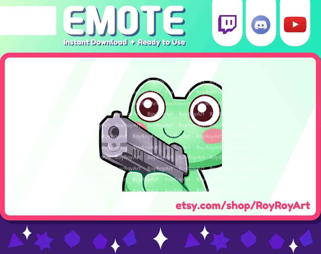 Twitch Emote - Cute Frog Toad Gun Emote / Sub Emoji - Etsy