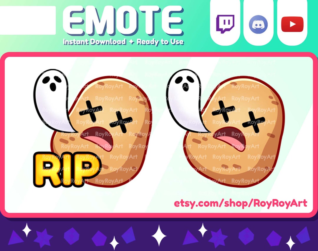 Twitch Emote - Cute Potato Rip Dead Emote / Sub Emoji - Etsy