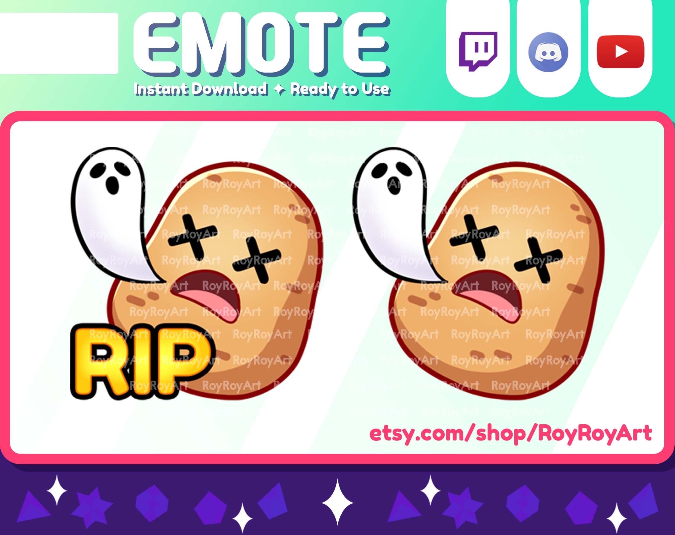 Twitch Emote Cute Potato Rip Dead Emote / Sub Emoji - Etsy UK