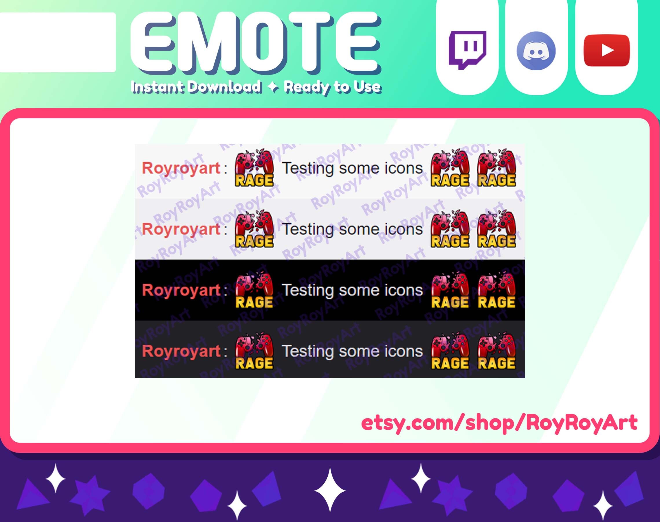 Twitch Emote Gamer Rage Broken Controller Red | Etsy Canada