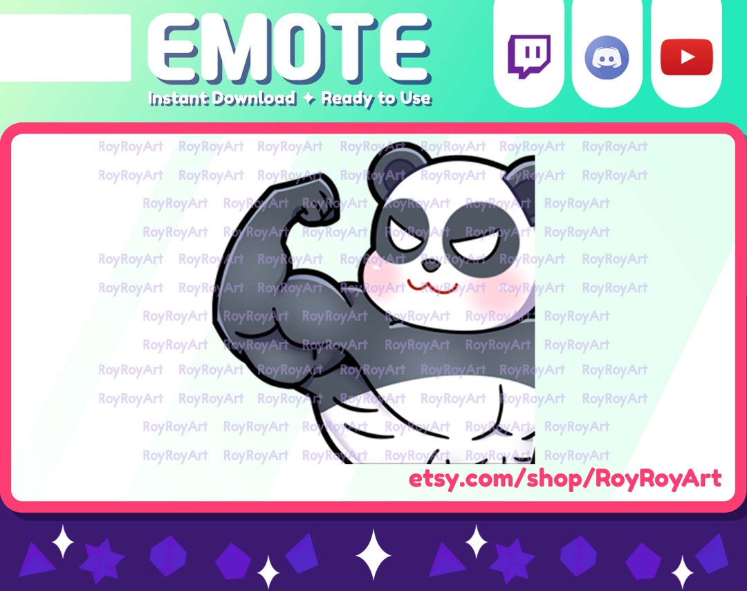 Twitch Emote - Cute Panda Buff Strong Emote / Sub Emoji - Etsy