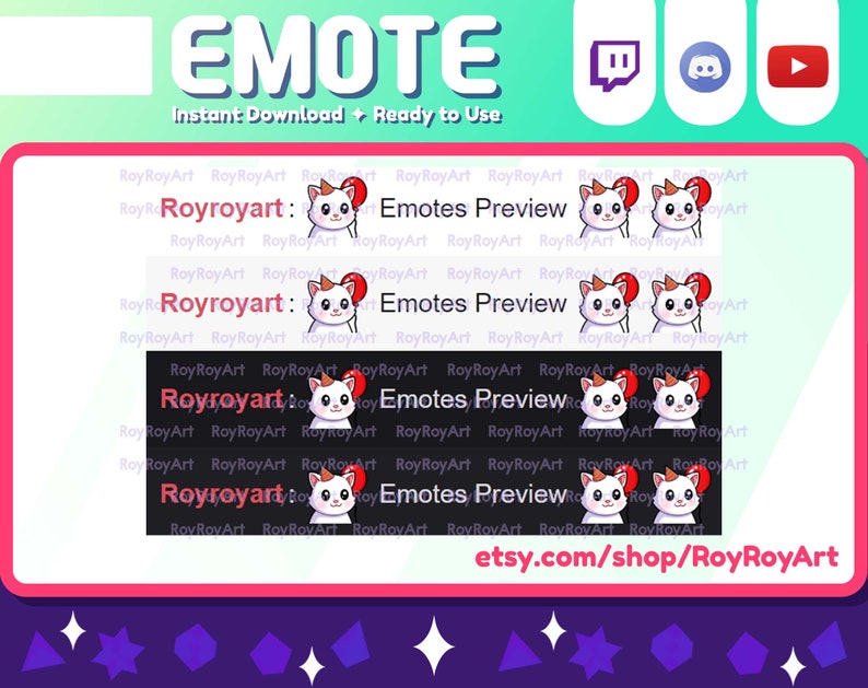 Twitch Emote White Cat Birthday Party Emote / Sub Emoji - Etsy