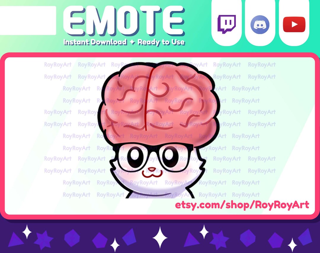 Twitch Emote - White Cat Brain 200iq Emote / Sub Emoji - Etsy