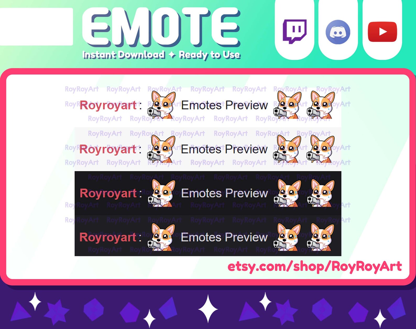Twitch Emote - Cute Dog Corgi Gun Emote / Sub Emoji - Etsy