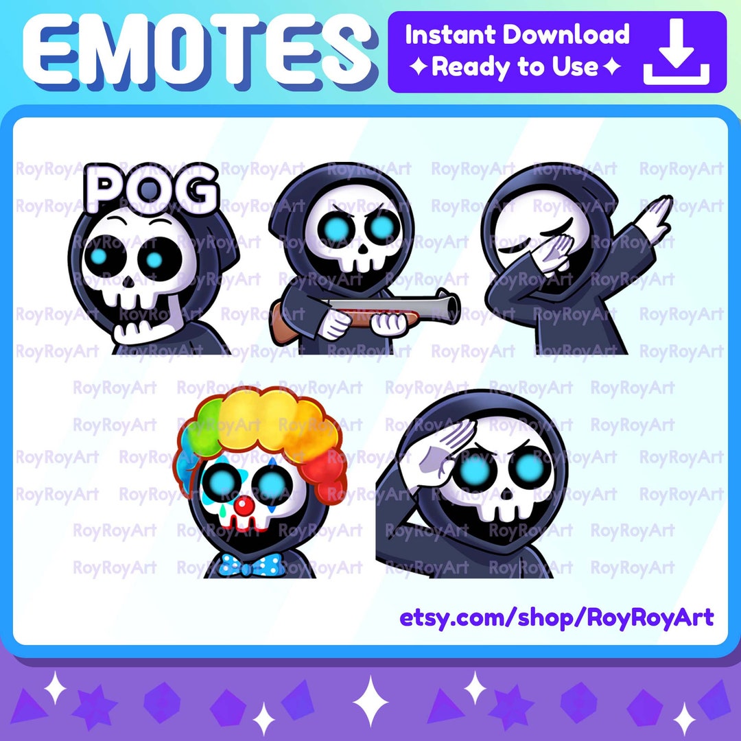 Twitch Emotes - Halloween Grim Reaper Pack 6 / POG, Gun, Dab, Clown ...
