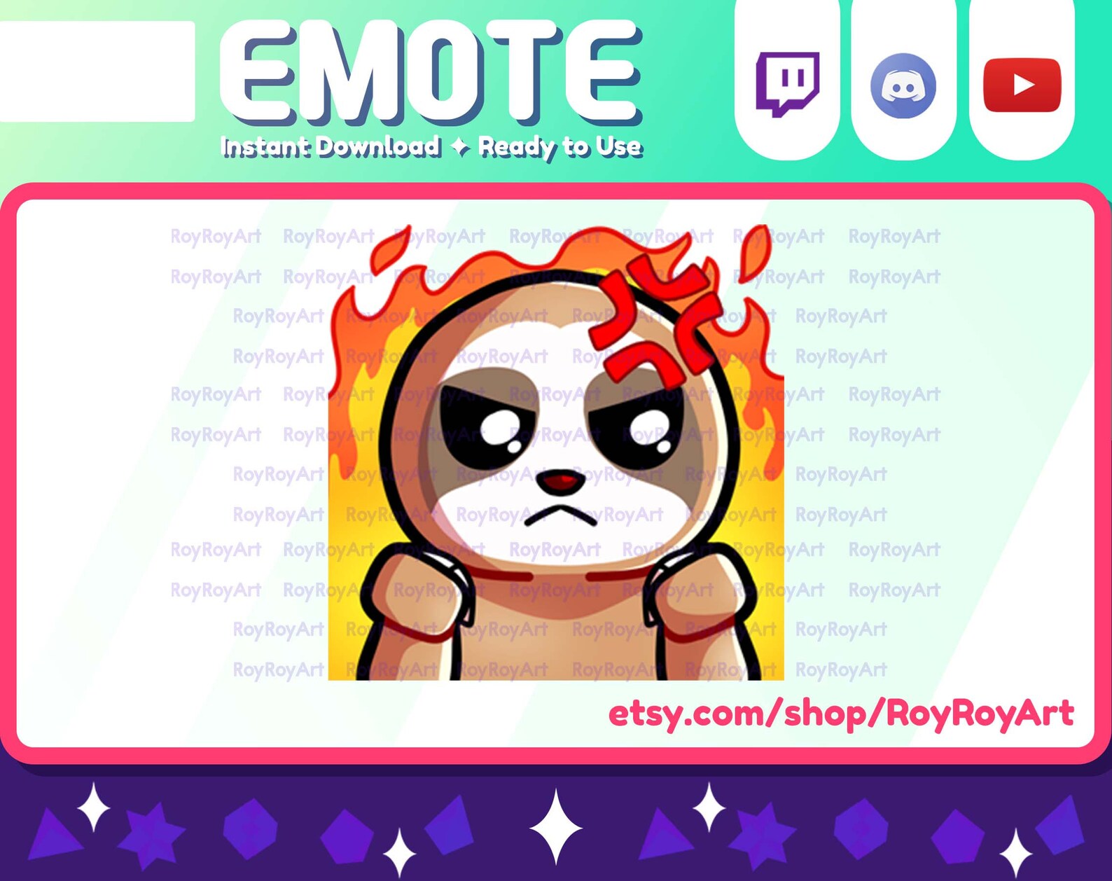 Twitch Emote Cute Kawaii Sloth Angry Rage Emote / Sub Emoji - Etsy