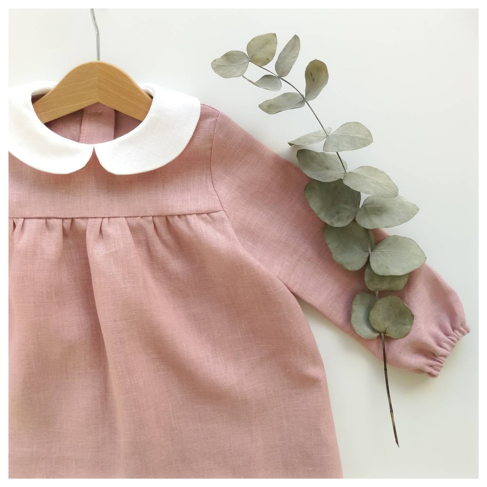 Peter Pan Collar Dress Baby, Simple Girls Dress, Toddler Linen Dress ...