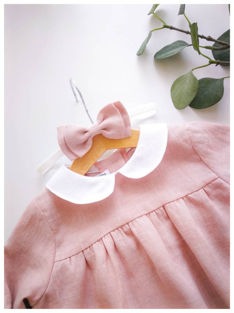 Peter Pan Collar Dress Baby, Simple Girls Dress, Toddler Linen Dress ...