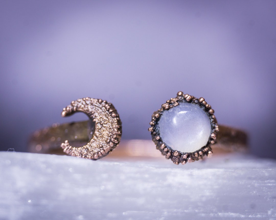 Moonstone & Crescent Ring | Crystal Witch Ring, Baba Yaga Jewelry ...