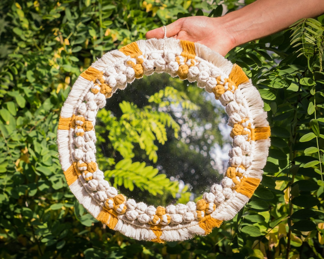 Round Mirror Boho Cottagecore Aesthetic, Nature Fairy Wall Hanging ...