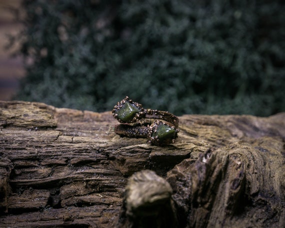 Double Epidote Ring Celtic Aesthetic Green Witch Jewelry - Etsy UK