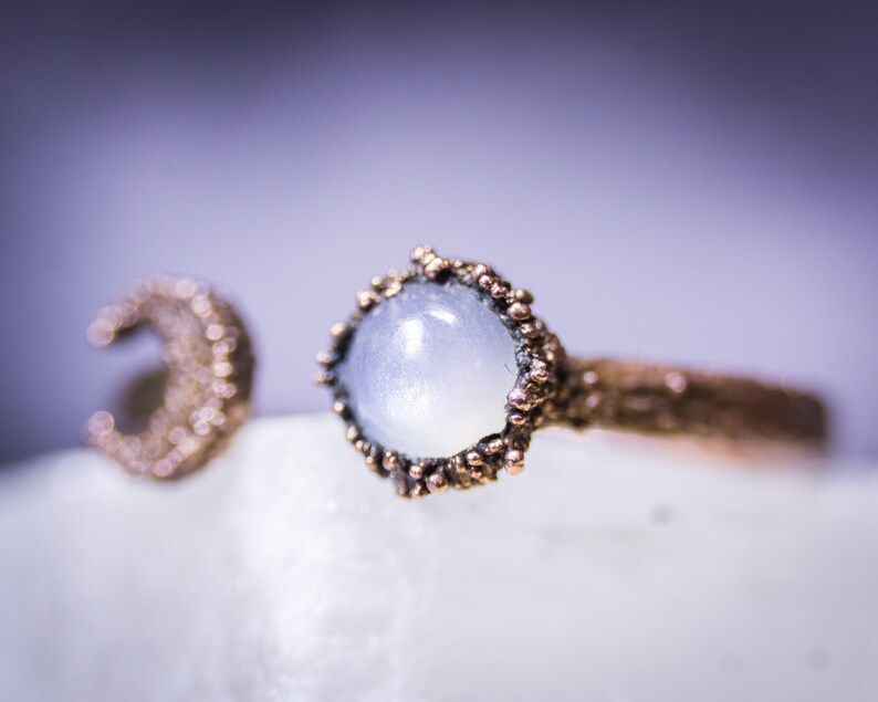Moonstone & Crescent Ring Crystal Witch Ring Baba Yaga - Etsy