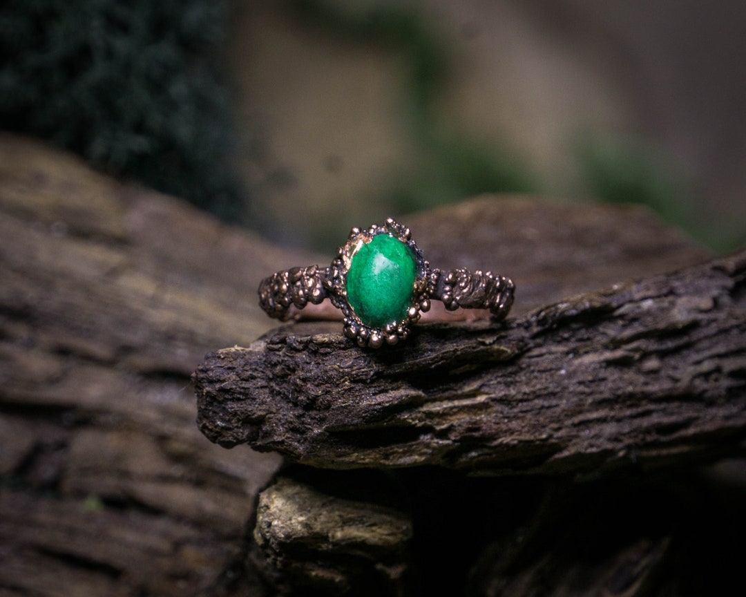 Malachite Ring Cottagecore Ring, Customizable Copper Ring, Elven Fairy ...