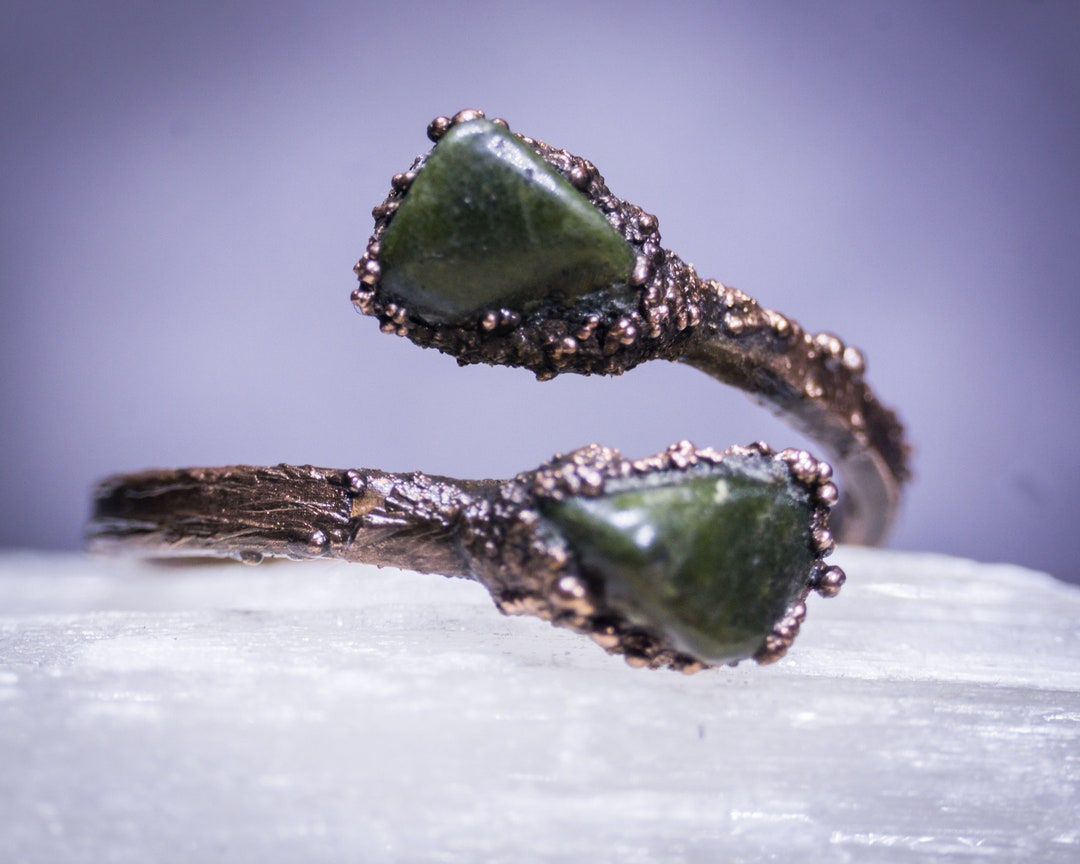 Double Epidote Ring | Celtic Aesthetic, Green Witch Jewelry ...