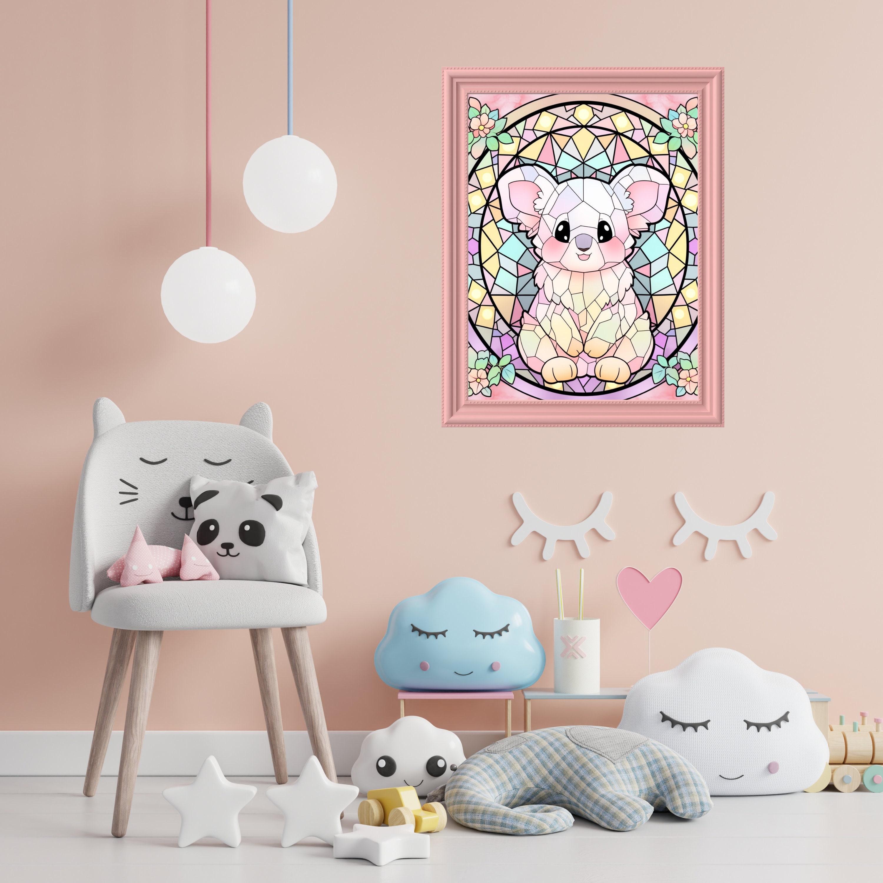 Stained Glass Kawaii Animals Coloring Pages - Digital Printable ...