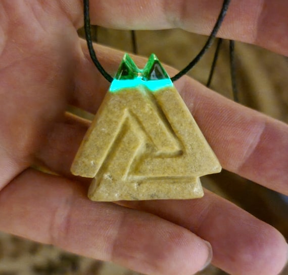 Valknut Pendant Artpiece Carved Stone - Etsy