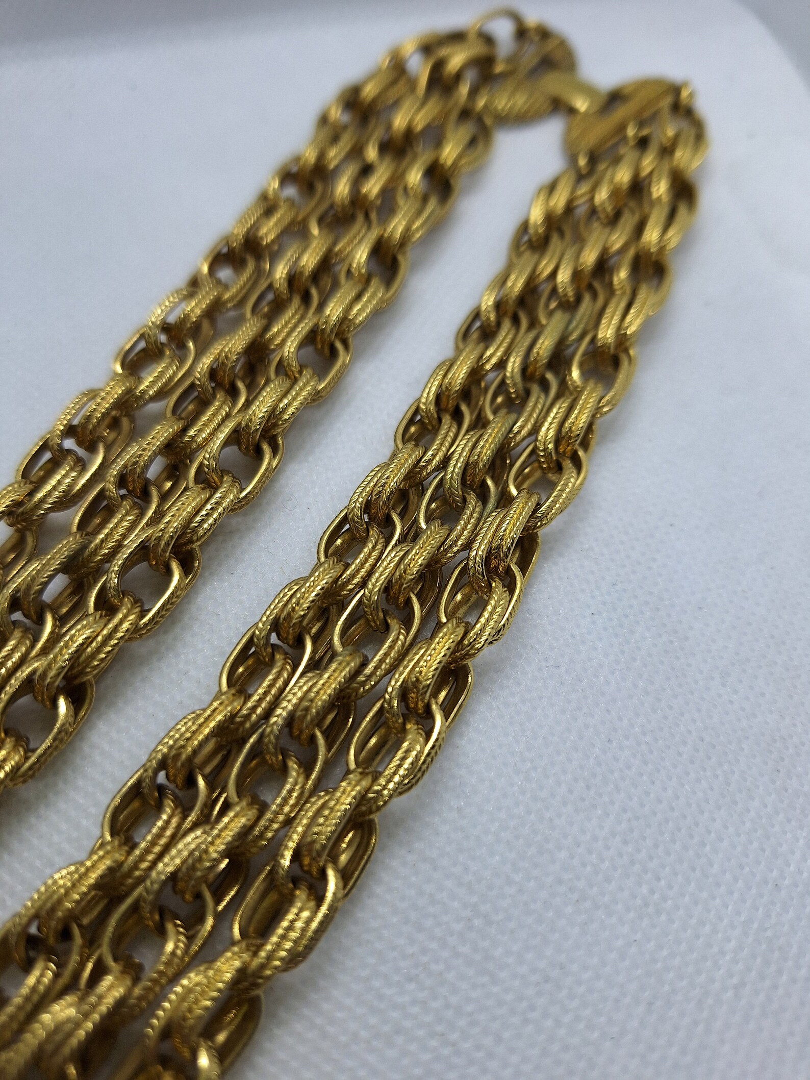 Monet Triple Strand Gold Tone Chain Necklace - Etsy