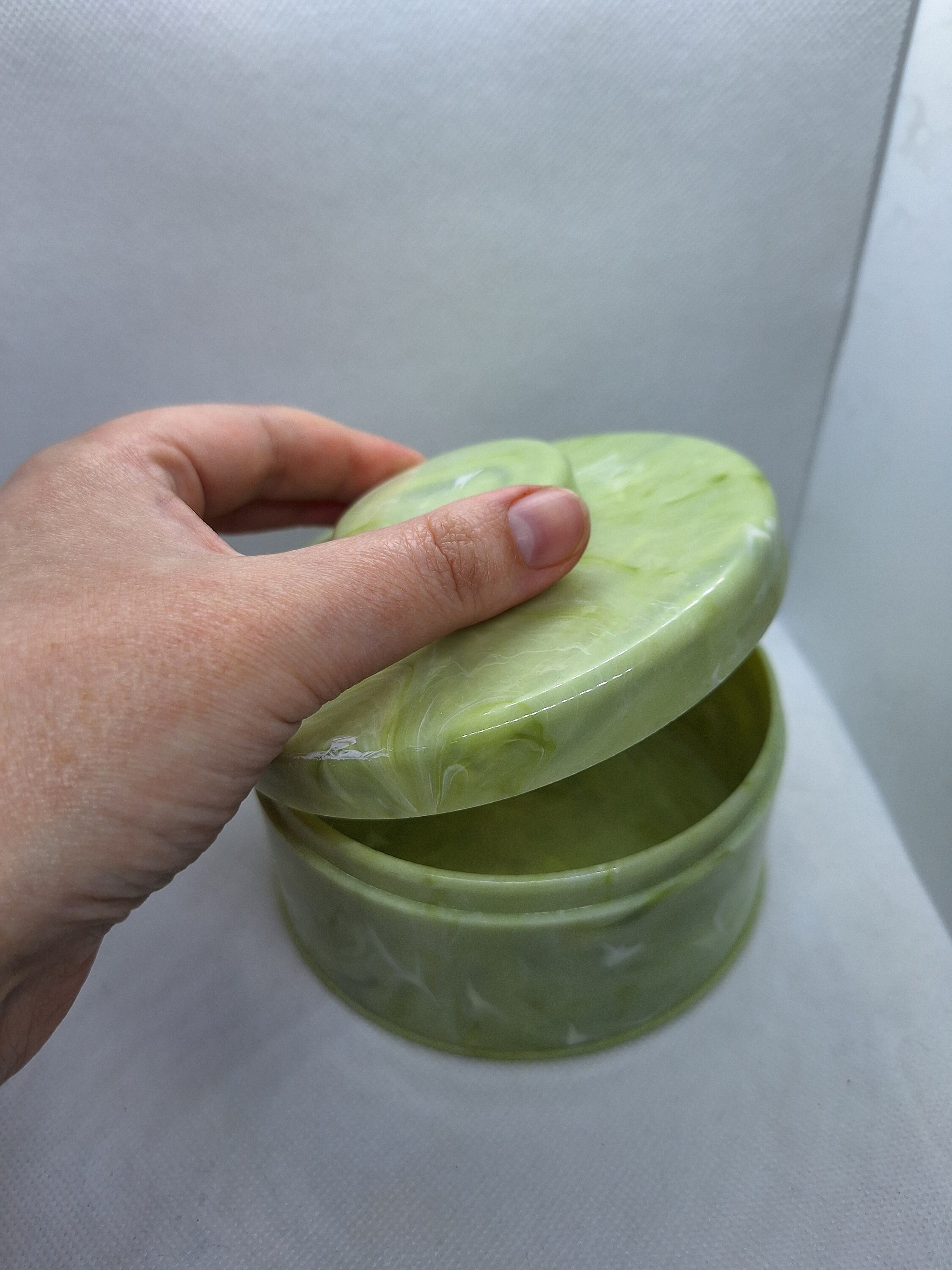 Vintage 1960s Green Plastic Powder Pot - Etsy