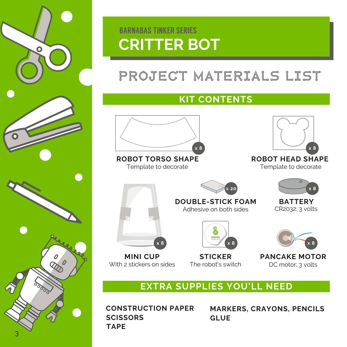 Critter Bot Craft Robot STEM STEAM Actividad para niños / Combina artes ...