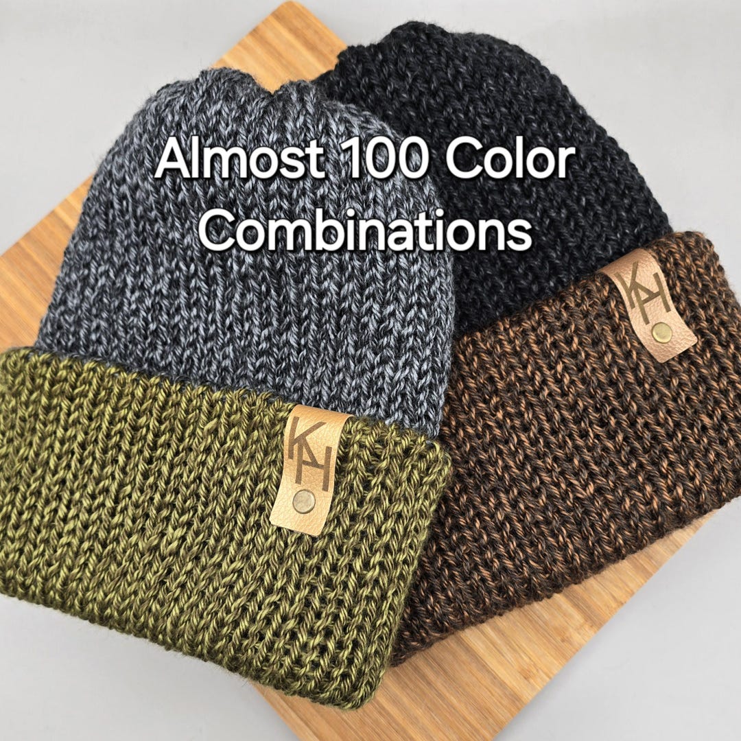 Men's Reversible Knit Beanie double Layer Beanie, Ski Cap, Gift for Him ...