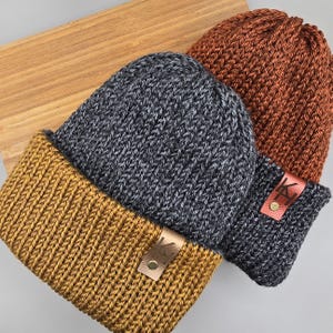 Men's Reversible Knit Beanie double Layer Beanie, Ski Cap, Gift for Him, Winter Hat - Etsy