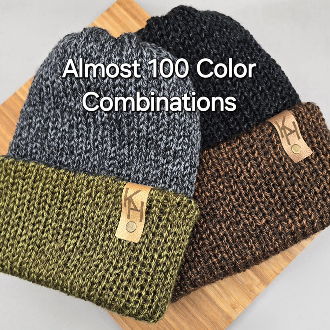 Men's Reversible Knit Beanie: Double Layer Winter Hat - Etsy