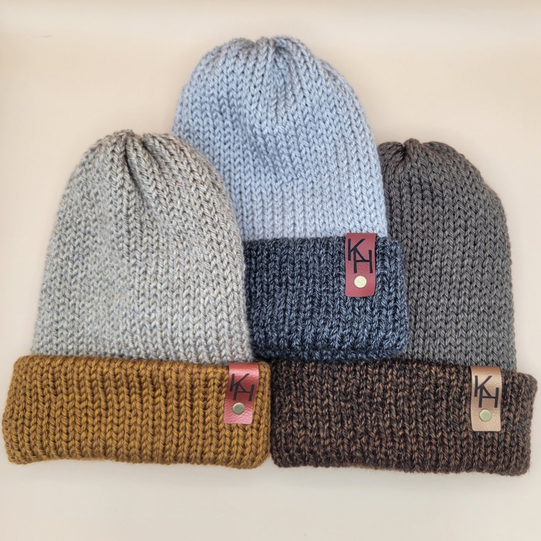 Men's Two-tone Knit Beanie double Layer Hat, Fall or Winter Knitwear, Gift for Him, Winter Hat ...