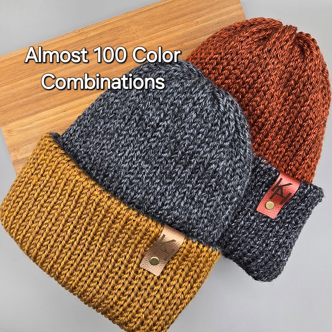 Men's Reversible Knit Beanie double Layer Beanie, Ski Cap, Gift for Him ...