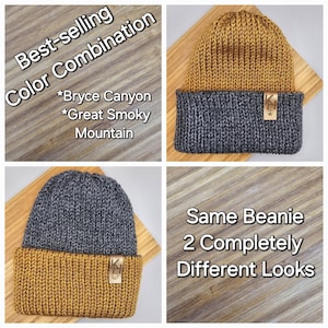 Men's Reversible Knit Beanie: Double Layer Winter Hat - Etsy