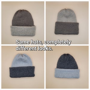 Men's Reversible Knit Beanie double Layer Hat, Fall or Winter Knitwear, Gift for Him, Winter Hat ...