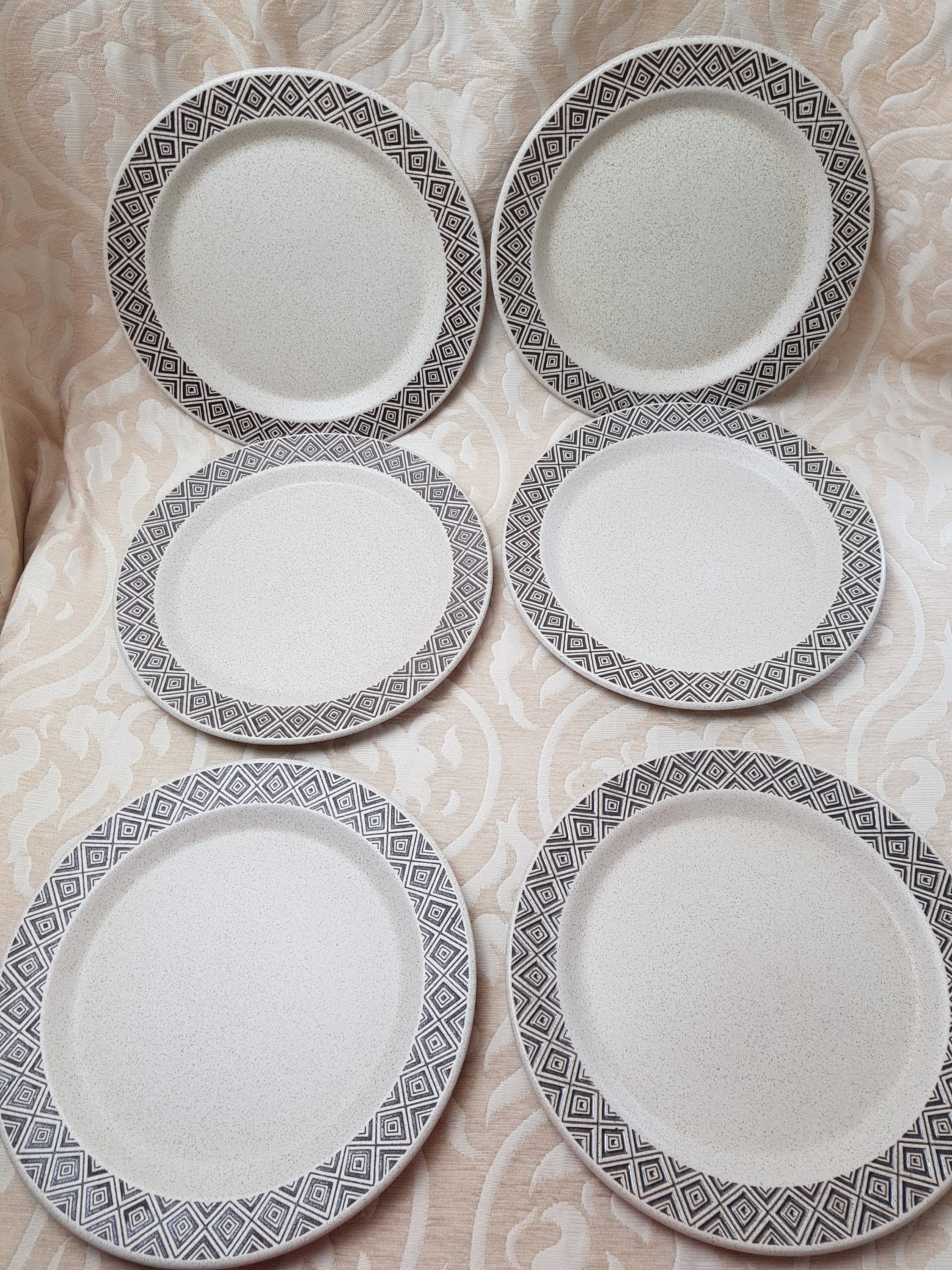 PURBECK Pottery Brown Diamond Plates and Side Plates 1970s Mid Century ...