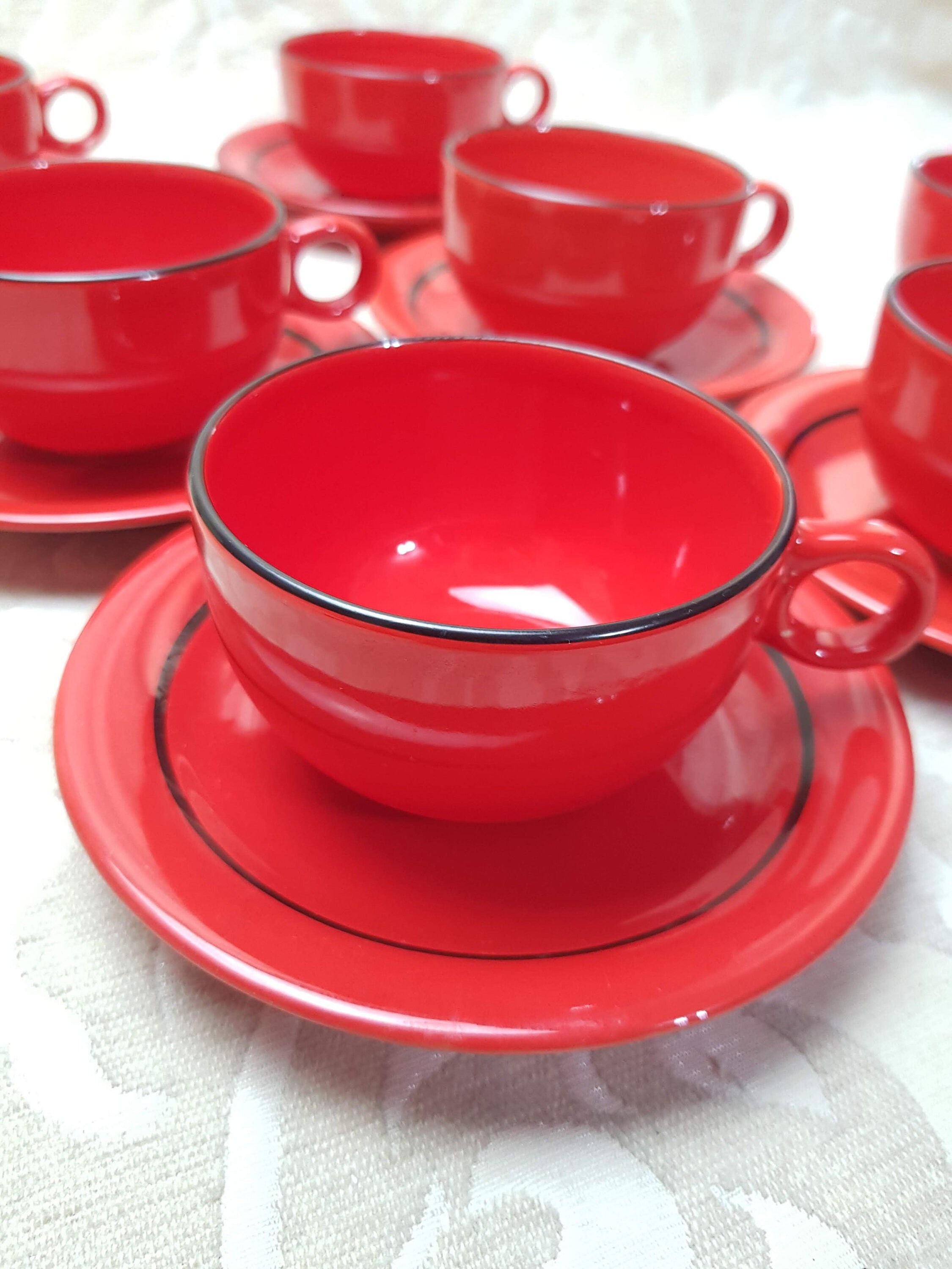 Italian Red Teacups - Etsy
