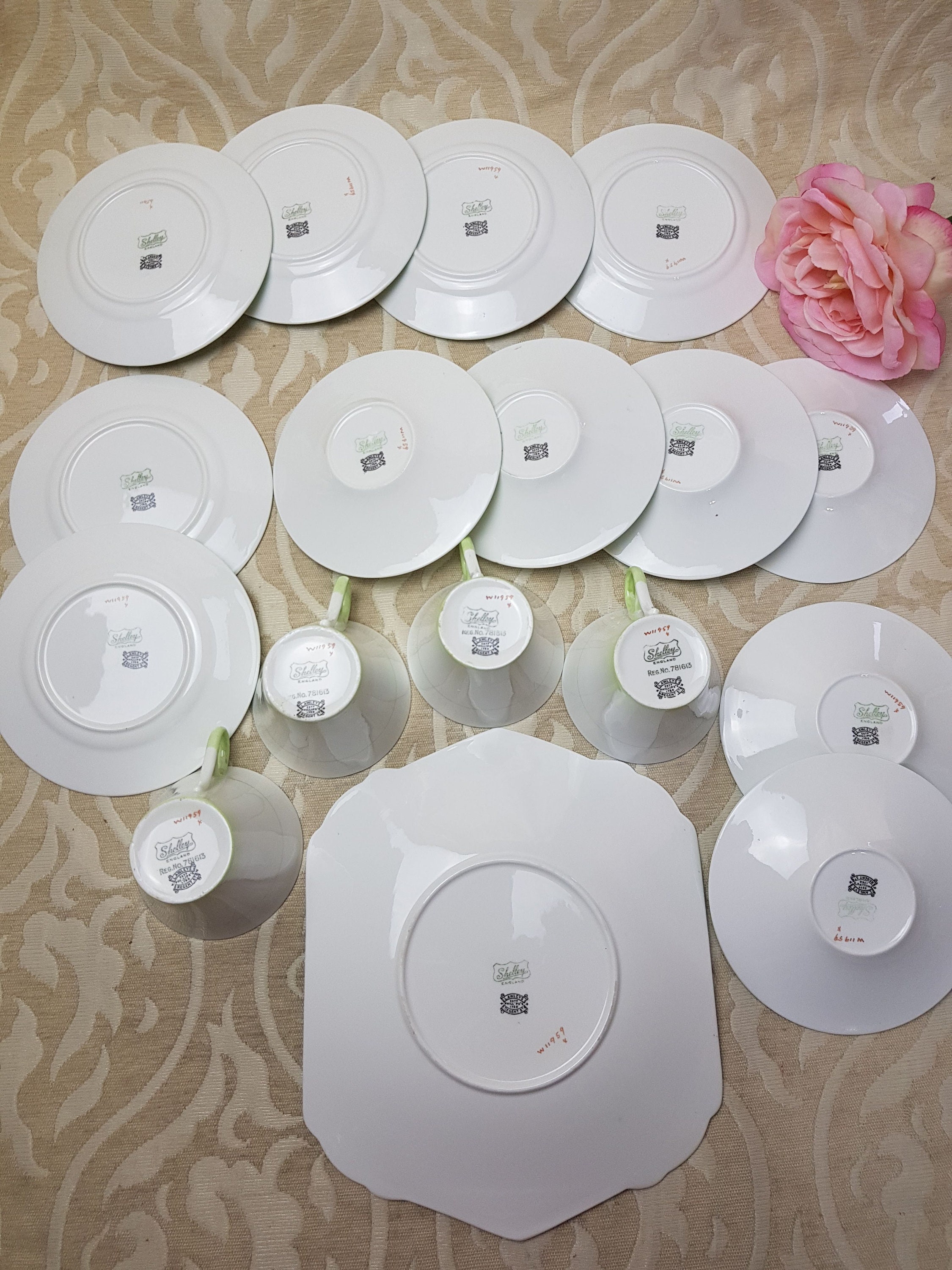 Art Deco Shelley Trios Shelley for Lawleys Reg 781613 Light Green Trios ...