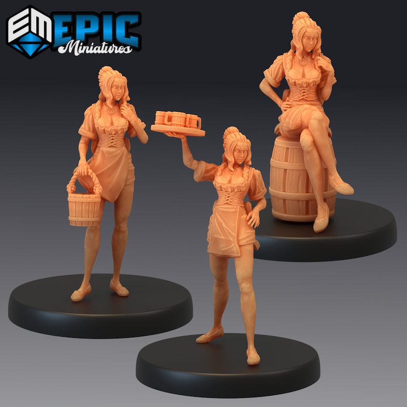 Tavern Waitress Tabletop RPG Dnd Mini 28mm 32mm D&D | Etsy UK